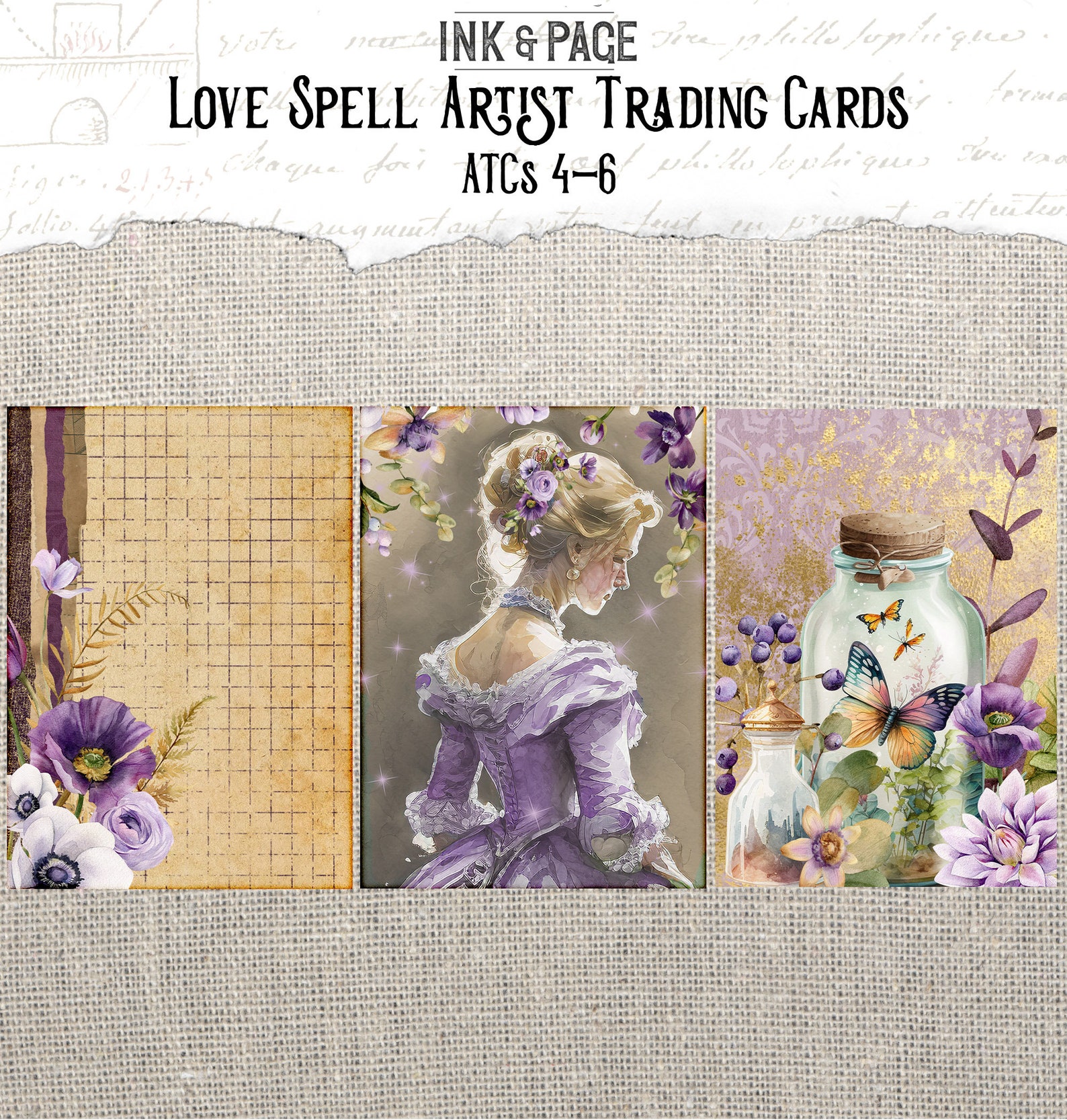 Love Spell Printable Atcs, Artist Trading Cards, Junk Journal Vintage ...