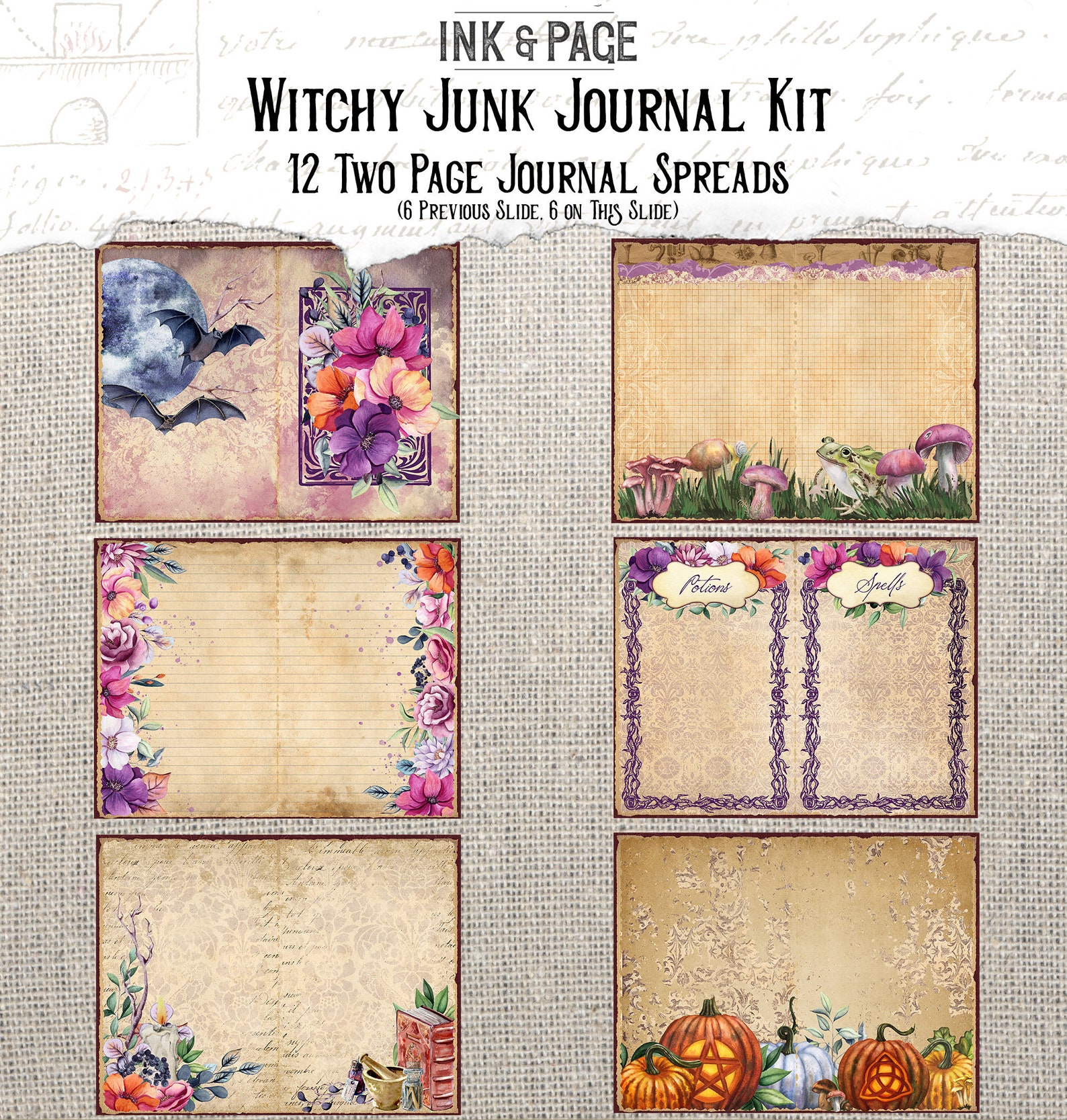 Witchy Junk Journal Printable Kit, Halloween Digital Download, Potions ...