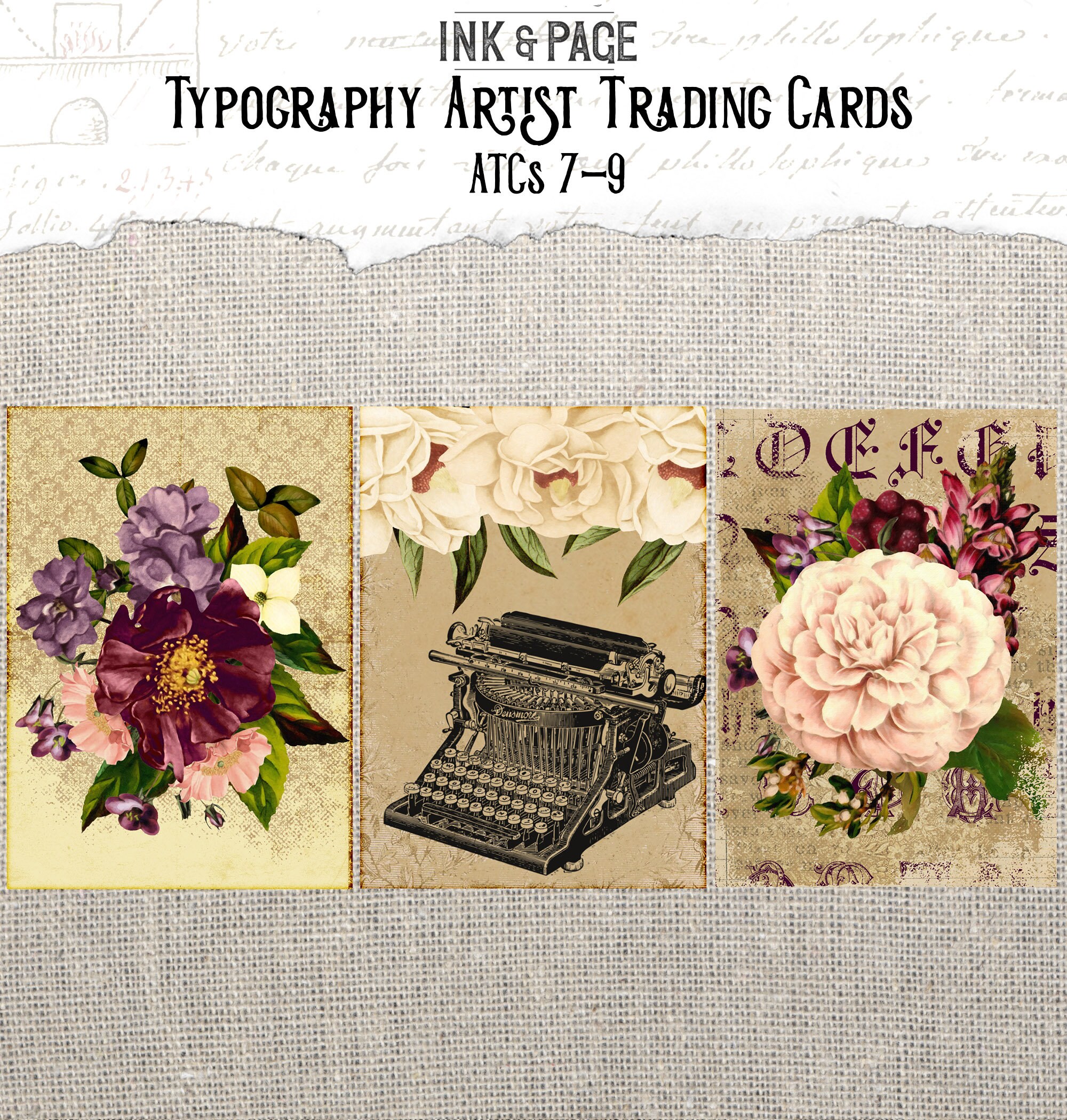 Typography Printable Atcs Artist Trading Cards Ephemera - Etsy