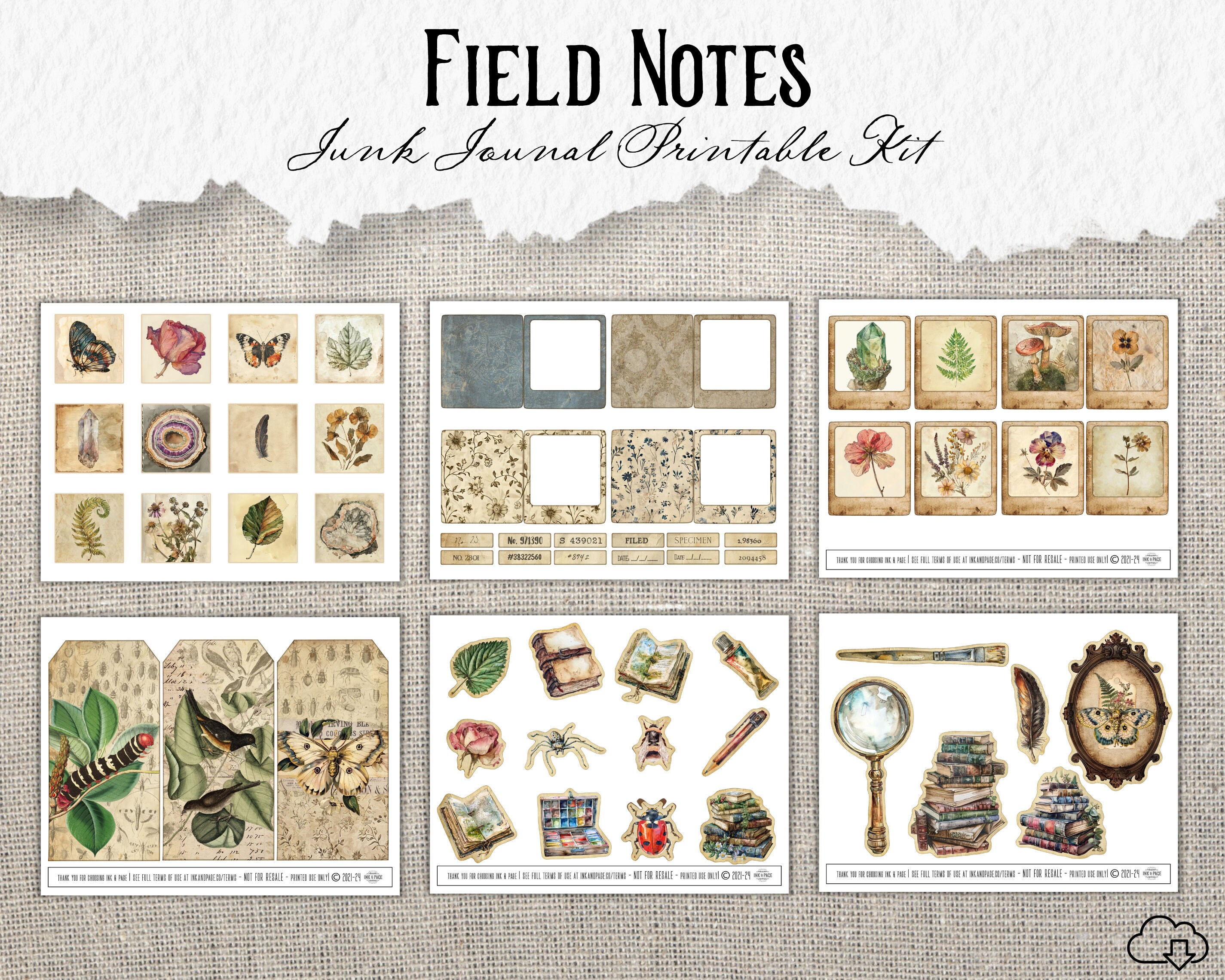 Field Notes Junk Journal Printable Kit Nature Digital Download ...