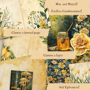 Yellow Yonder Printable Junk Journal Kit Ephemera Digital Download Gold ...