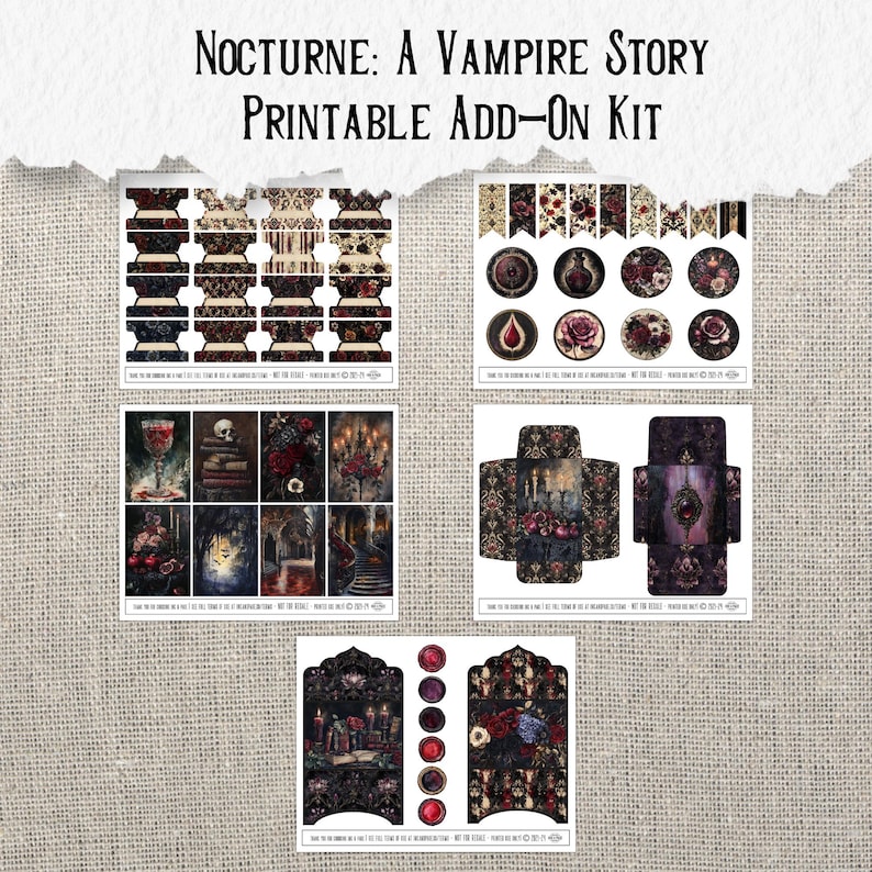 Nocturne: A Vampire Story Add-on Printable Ephemera Junk Journal Kit ...