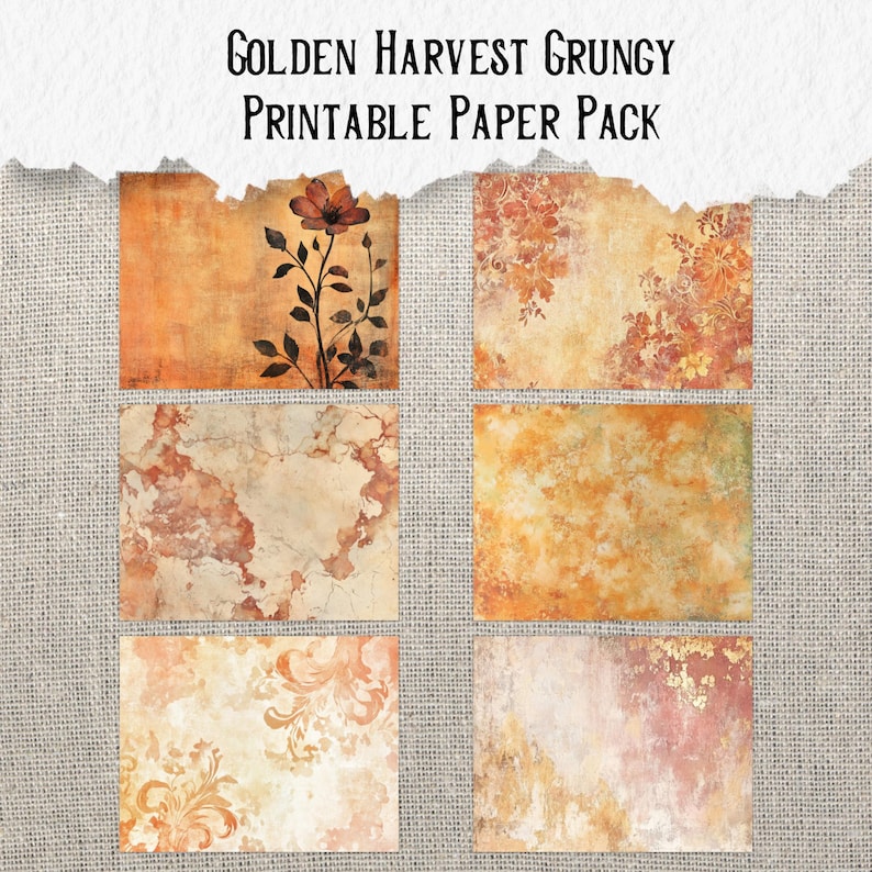 Golden Harvest Printable Junk Journal Paper Pack Digital Grunge Autumn ...