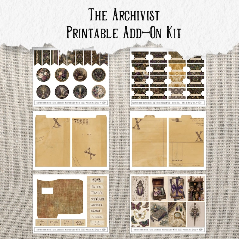 The Archivist Add-on Printable Ephemera Kit, Vintage Files, Mysterious ...