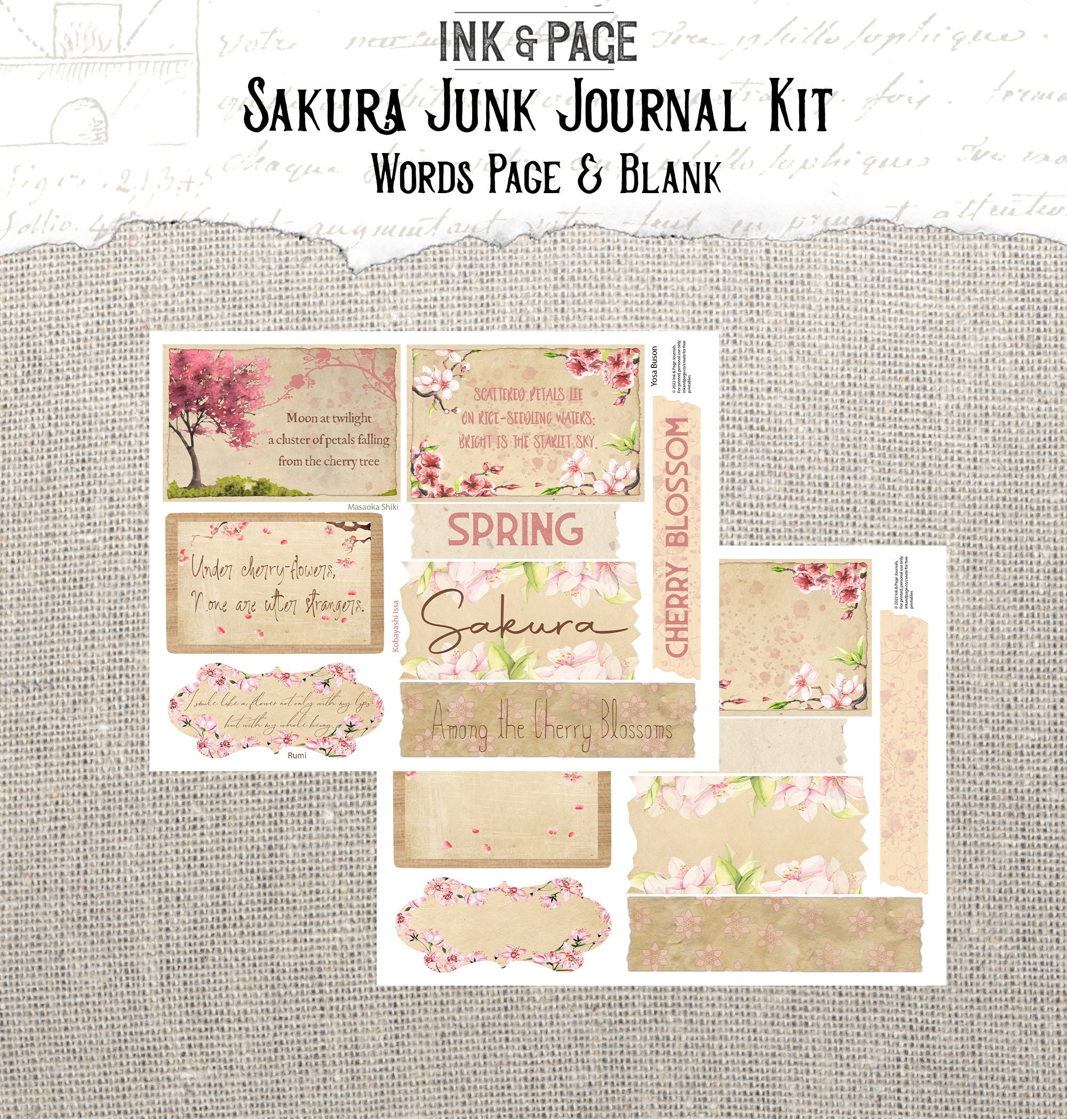 Sakura Printable Junk Journal Kit, Japanese Spring Ephemera Pack ...
