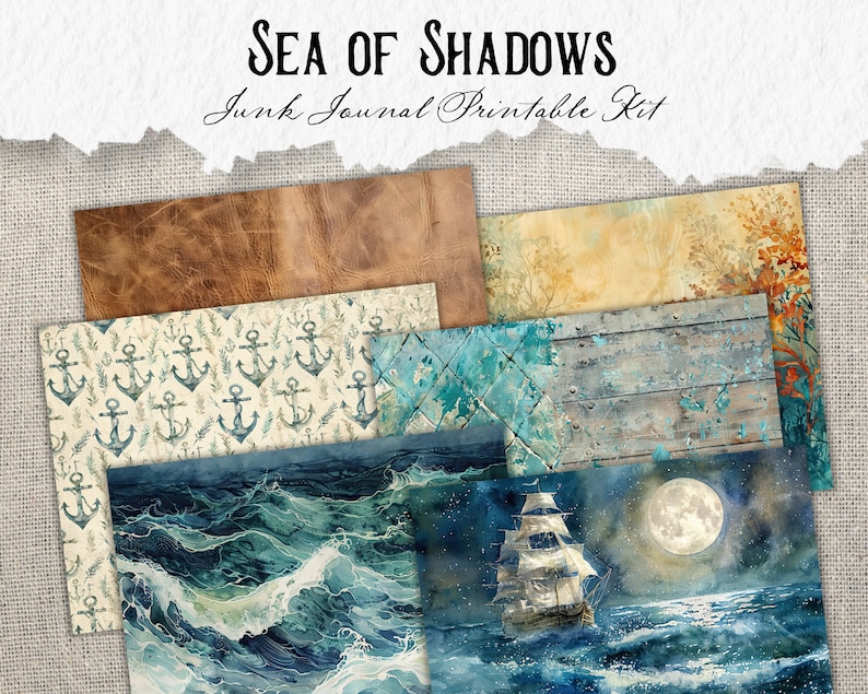 Sea of Shadows Junk Journal Printable Kit Vintage Ocean Digital ...