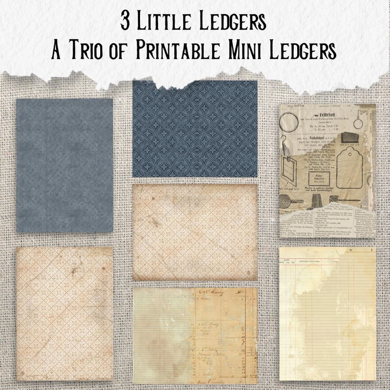 3 Little Ledgers | Printable Mini Ledger Junk Journal Kit | DIY Ledger ...