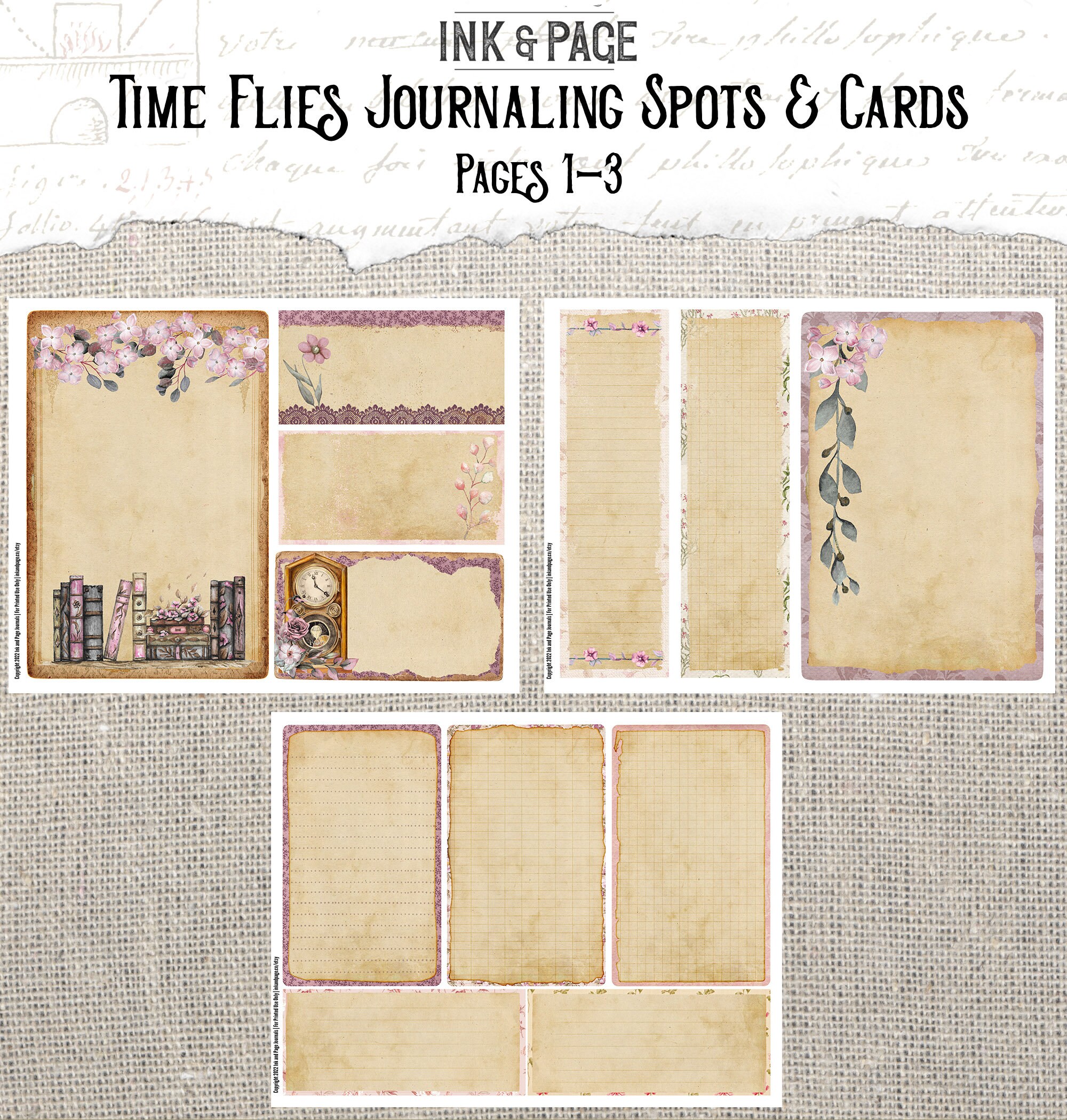 Printable Pink Journaling Cards, Spots, Lined, Junk Journal Kit ...