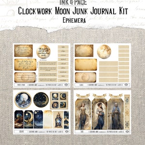 Moon Junk Journal Printable Kit Steampunk Celestial Digital Download ...