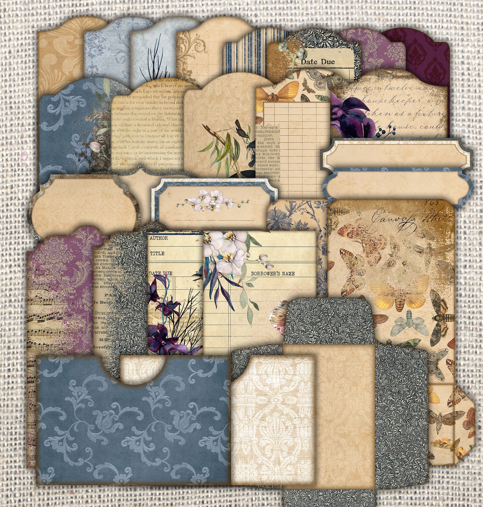 Gothic Novel Printable Tags Pockets Labels Ephemera Pack - Etsy