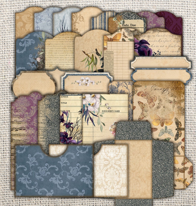 Gothic Novel Printable Tags Pockets Labels Ephemera Pack - Etsy