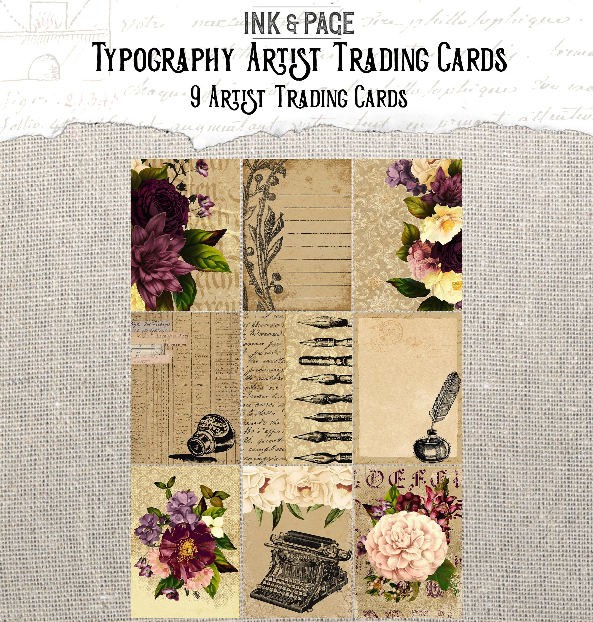 Typography Printable Atcs Artist Trading Cards Ephemera - Etsy