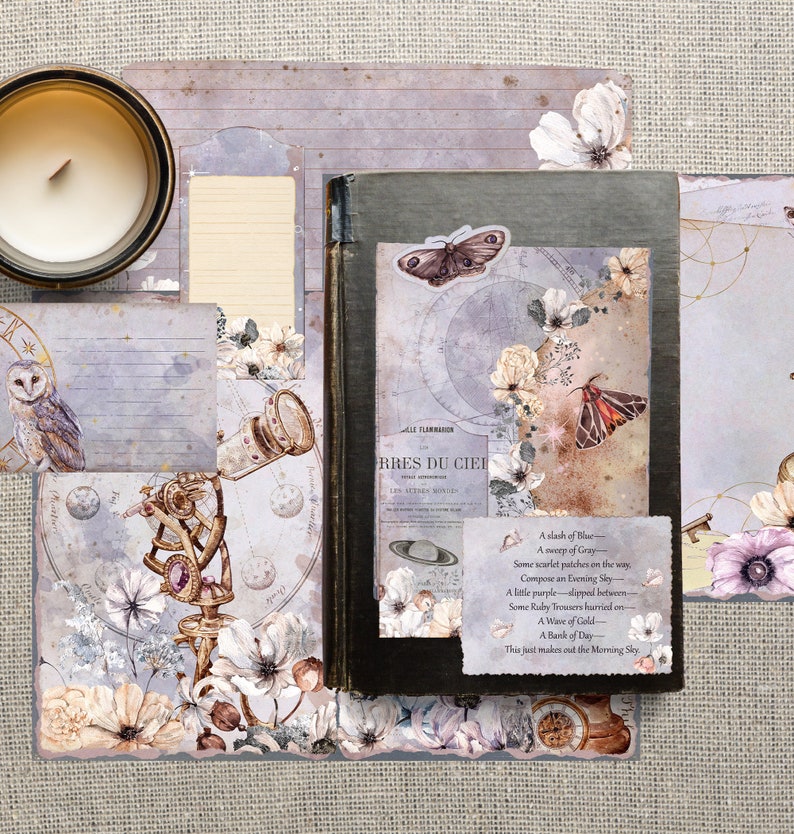 Enchanted Sky Printable Junk Journal Kit Moon and Stars - Etsy