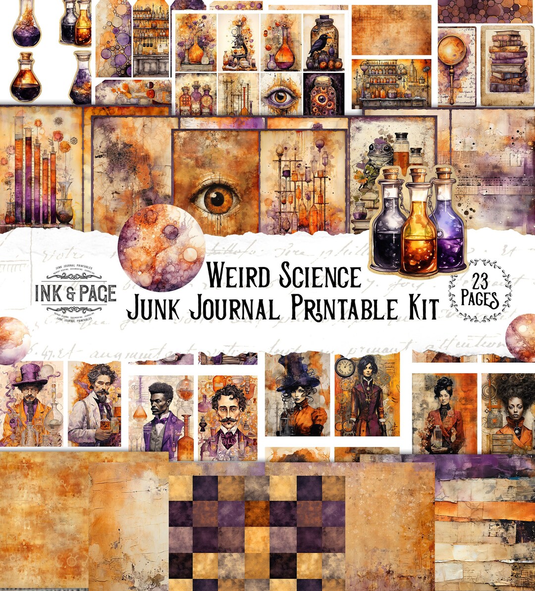 Weird Science Junk Journal Printable Kit Mad Scientist Digital Download ...