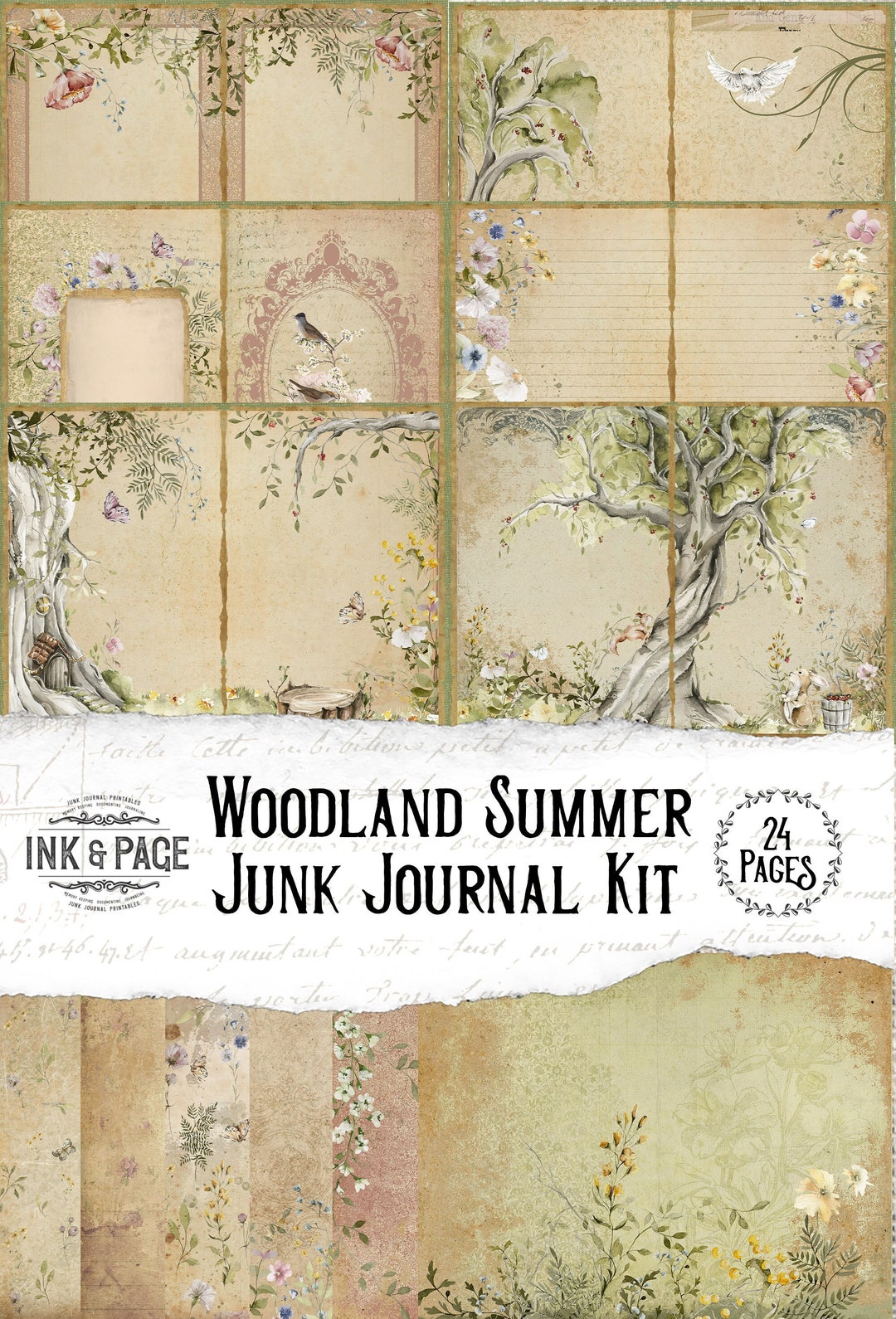 Woodland Summer Junk Journal Printable Kit, Forest Fairytale, Vintage ...