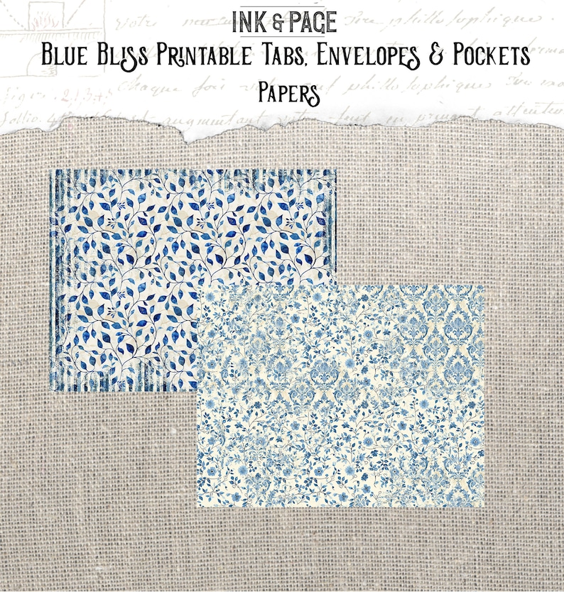 Blue Bliss Printable Ephemera Junk Journal Kit Envelopes Digital ...