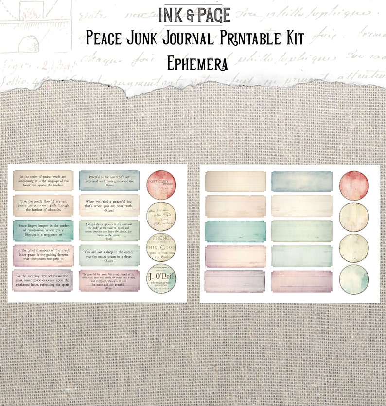 Peace Junk Journal Printable Kit Collage Digital Download Pastel ...