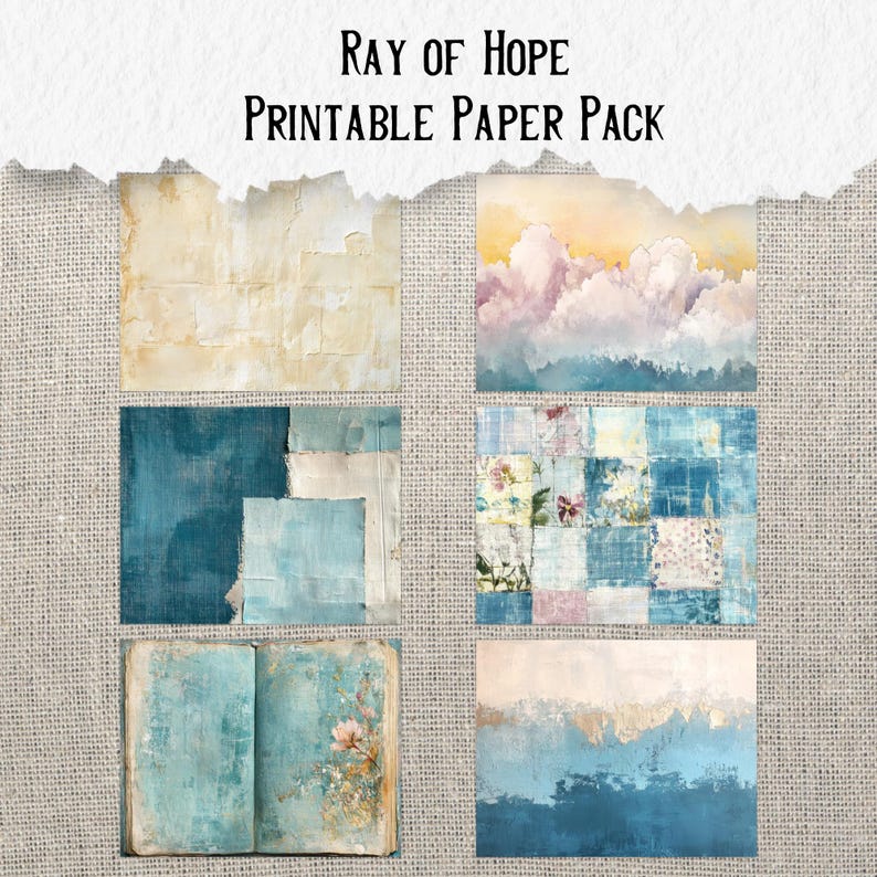 Ray of Hope Printable Paper Pack Hopeful Grungy Rainbow Pastel Collage ...