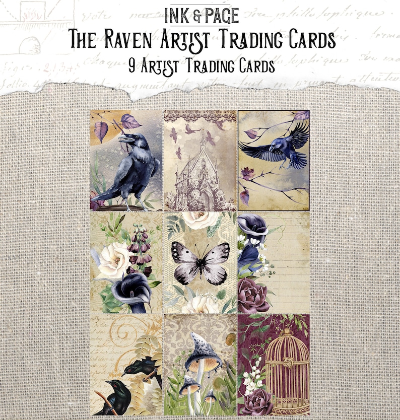 The Raven Printable Atcs Gothic Artist Trading Cards Dark - Etsy