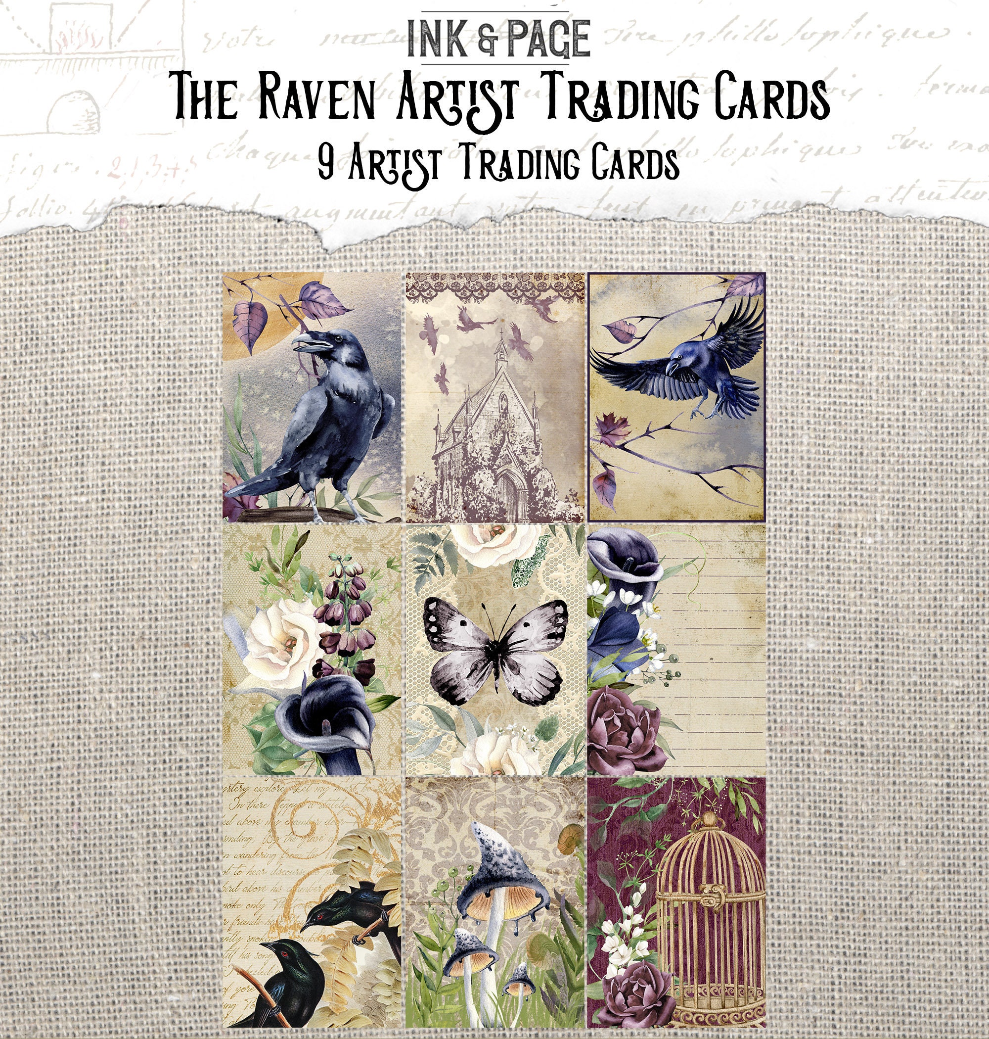 The Raven Printable Atcs Gothic Artist Trading Cards Dark - Etsy