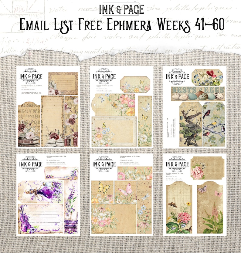 Junk Journal Ephemera Freebies Pack 3 Weeks 41-60 From the - Etsy