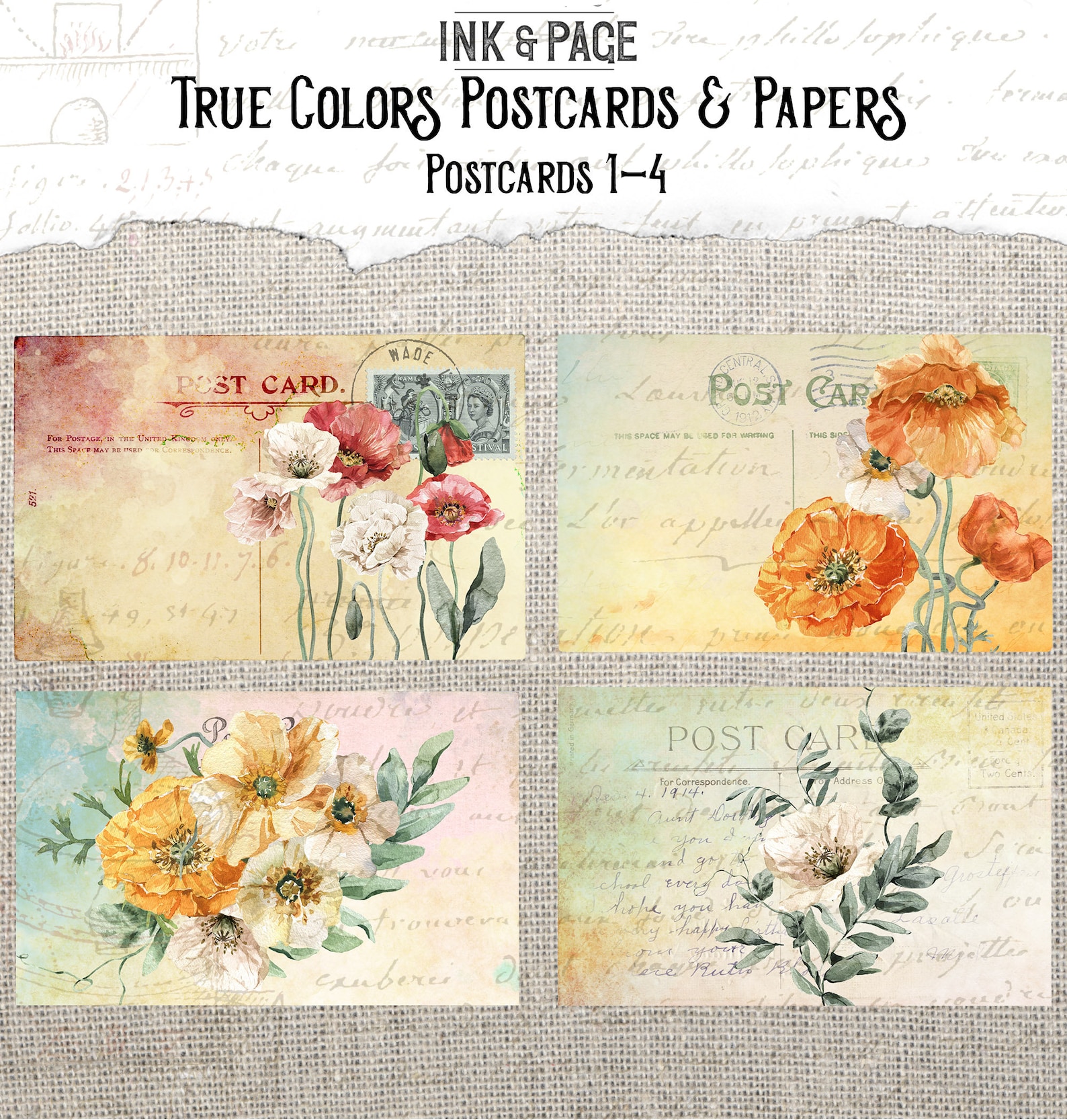 True Colors Postcards Printable Rainbow Floral Junk Journal - Etsy