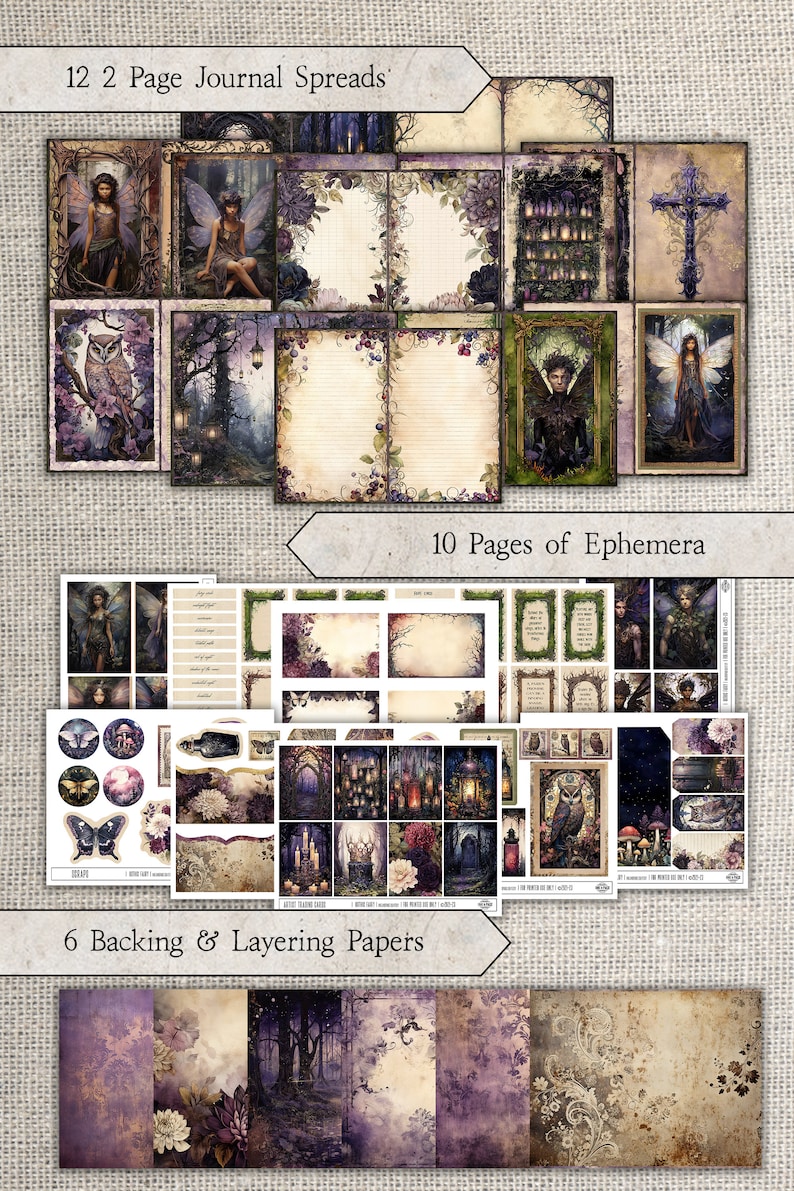 Gothic Fairy Junk Journal Printable Kit Dark Forest Digital Download ...