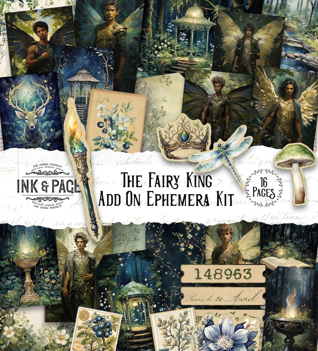 The Fairy King Printable Ephemera Add-on Kit Male Fae Digital Download ...