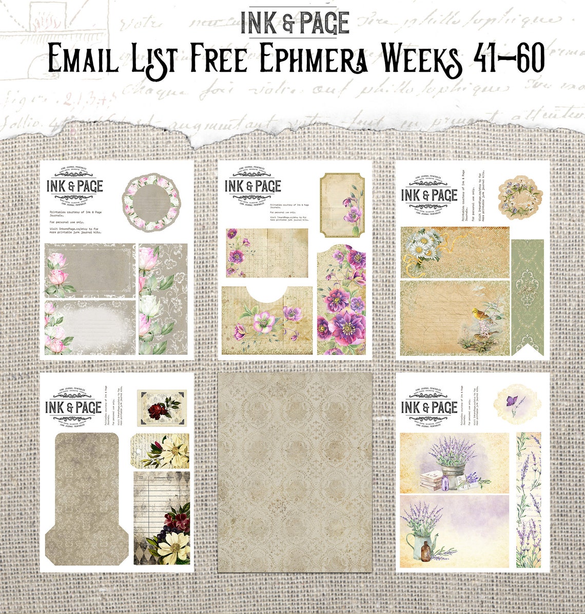 Junk Journal Ephemera, Freebies Pack 3, Weeks 41-60 From the Ink and ...