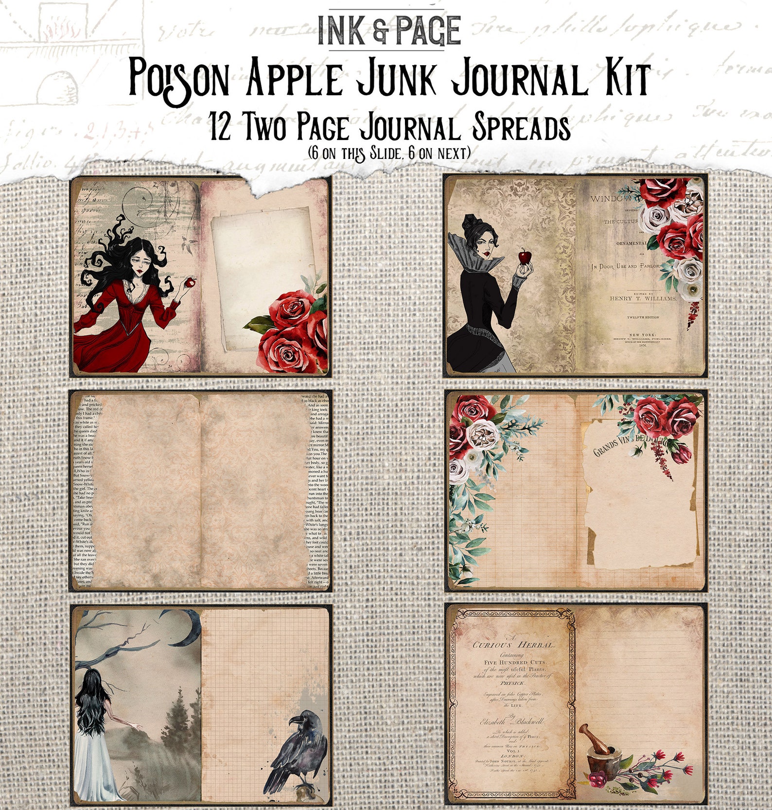 Poison Apple Junk Journal Printable Kit, Dark Academia Ephemera Pack ...