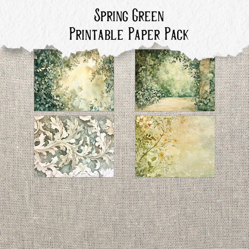 Spring Green Printable Paper Pack Grungy Gothic Digital Download Junk ...