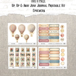 Hot Air Balloon Junk Journal Printable Kit Collage Digital Download ...