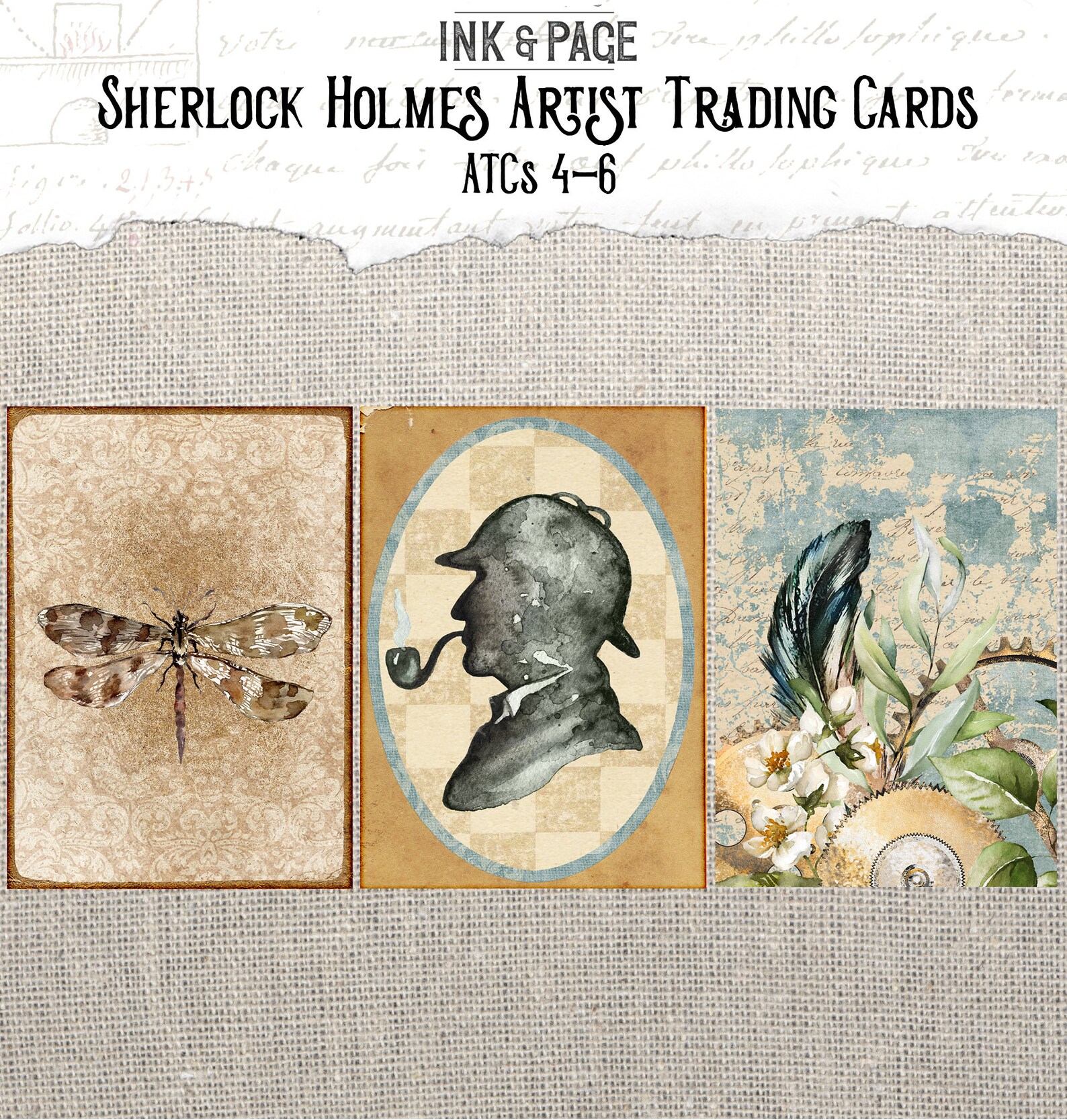 Sherlock Holmes Artist Trading Cards, Junk Journal Printable Atcs ...