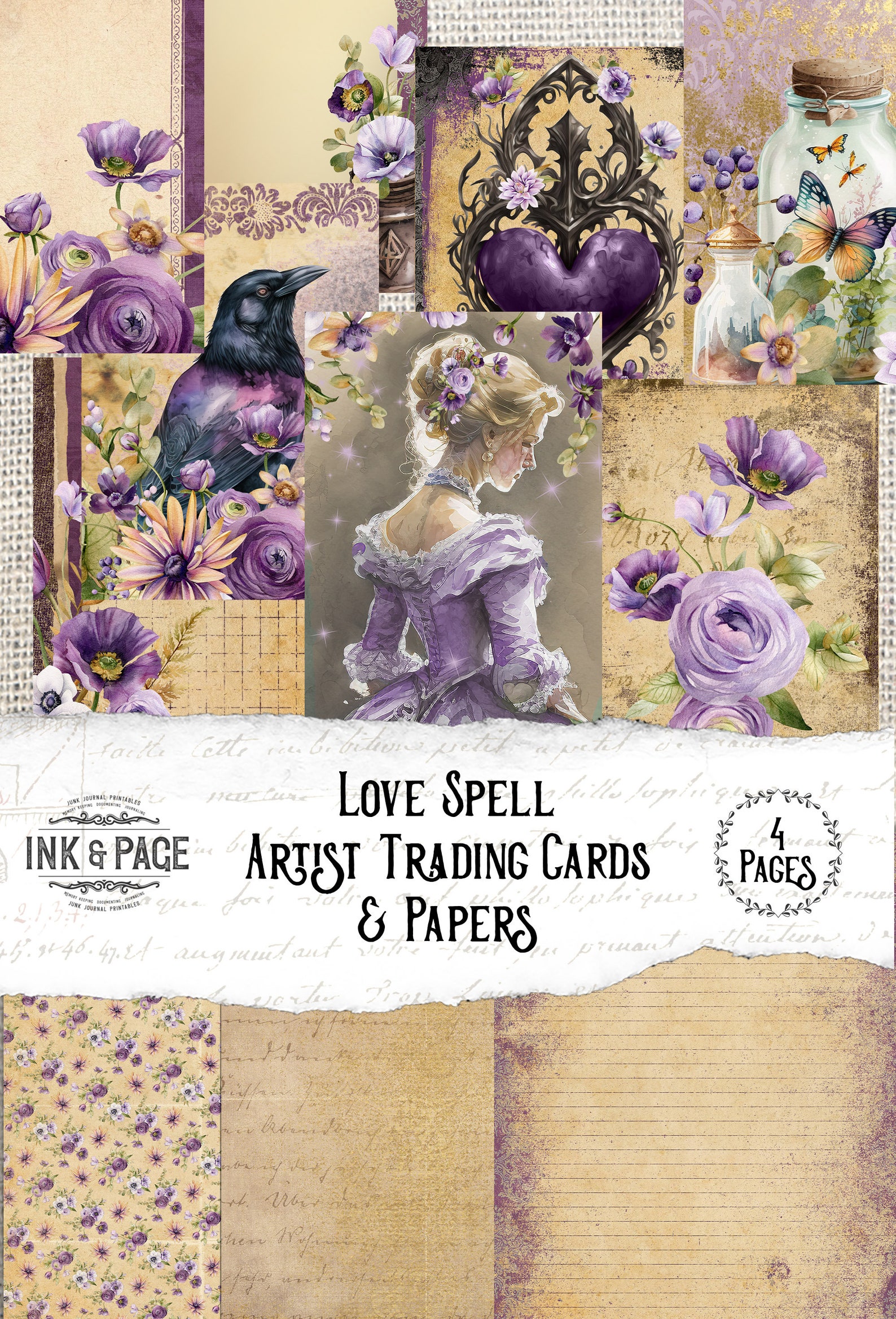 Love Spell Printable Atcs, Artist Trading Cards, Junk Journal Vintage ...