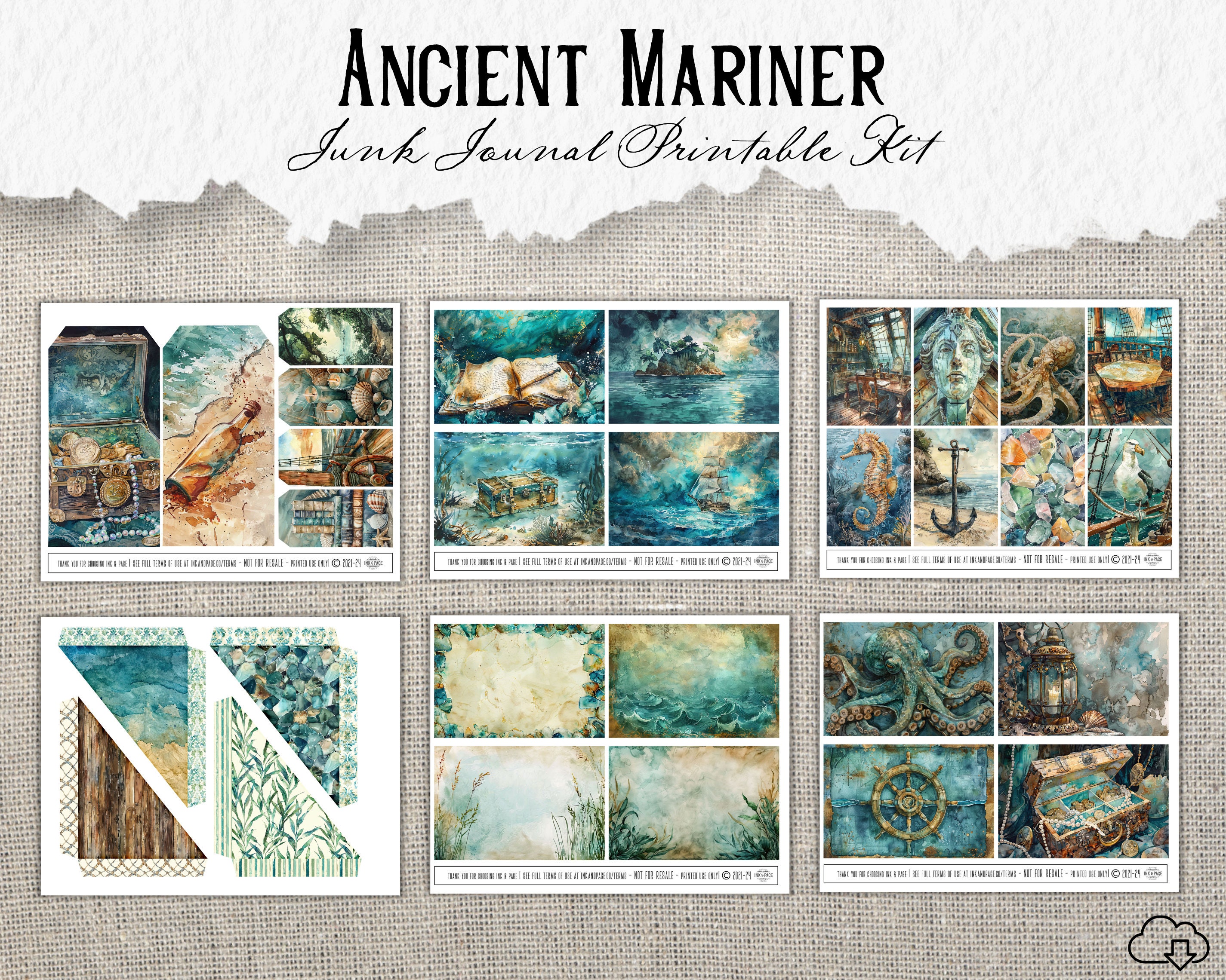 Ancient Mariner Junk Journal Printable Kit Ocean Voyage Digital Paper ...