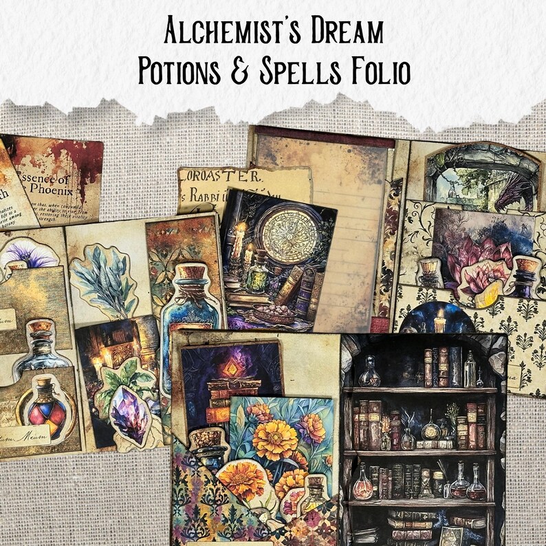 Alchemists Dream Potions and Spells Folio Wizard Junk Journal Printable ...