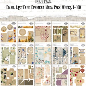 100 Pages of Junk Journal Printable Free Ephemera Mega Pack Vintage ...