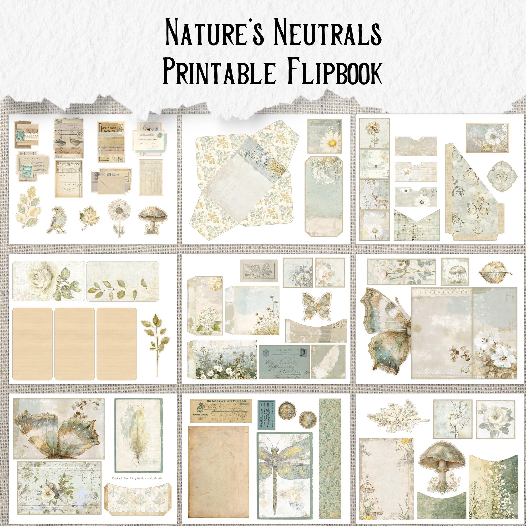 Nature's Neutrals Flipbook Printable Kit Folio Junk Journal Nature ...