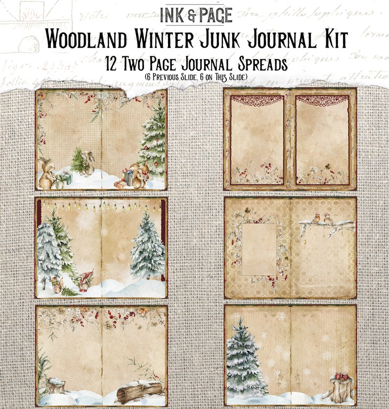 Woodland Winter Junk Journal Printable Kit Vintage Christmas - Etsy