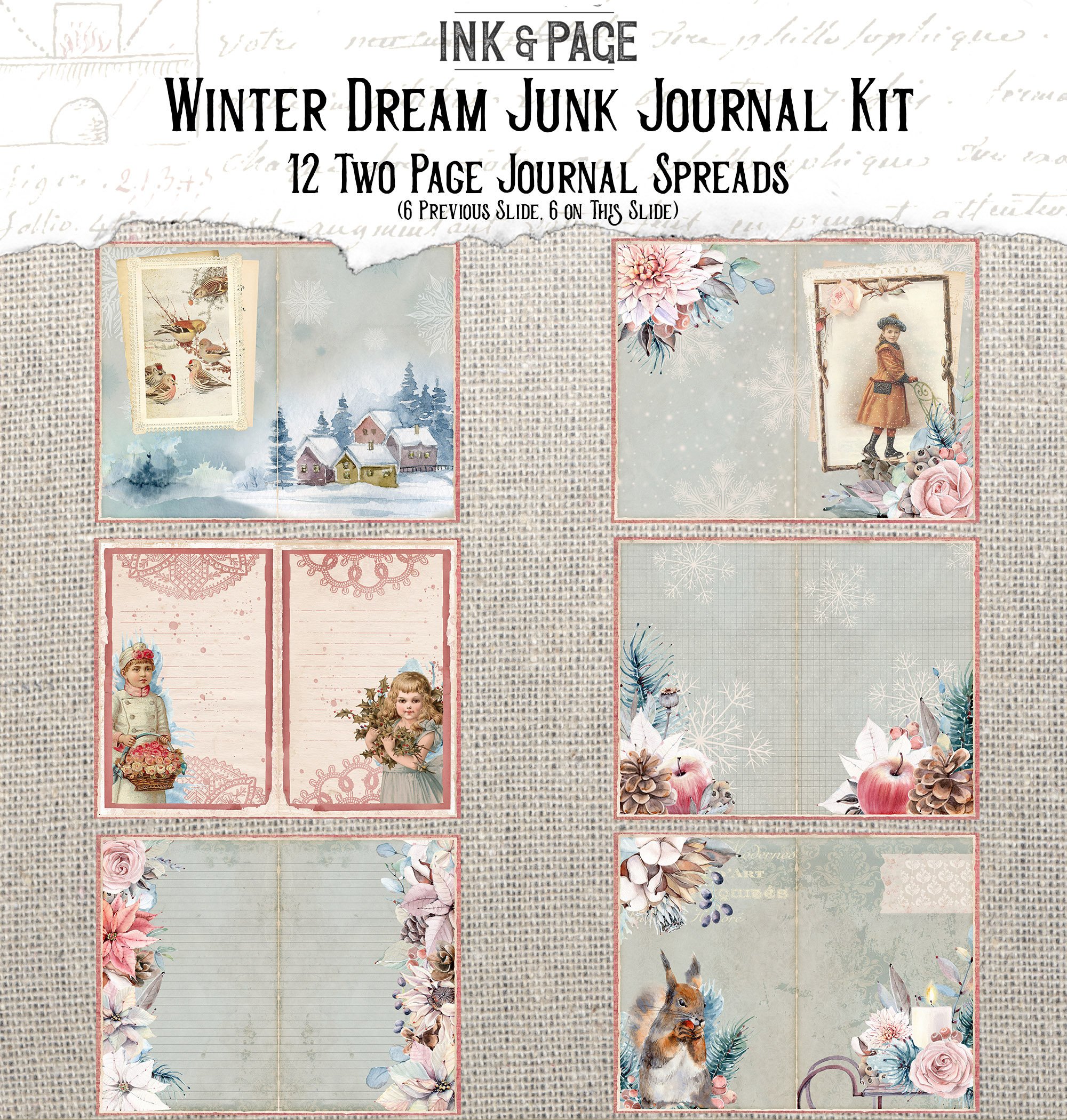 Winter Dream Junk Journal Printable Kit, Vintage Snow Digital Download ...