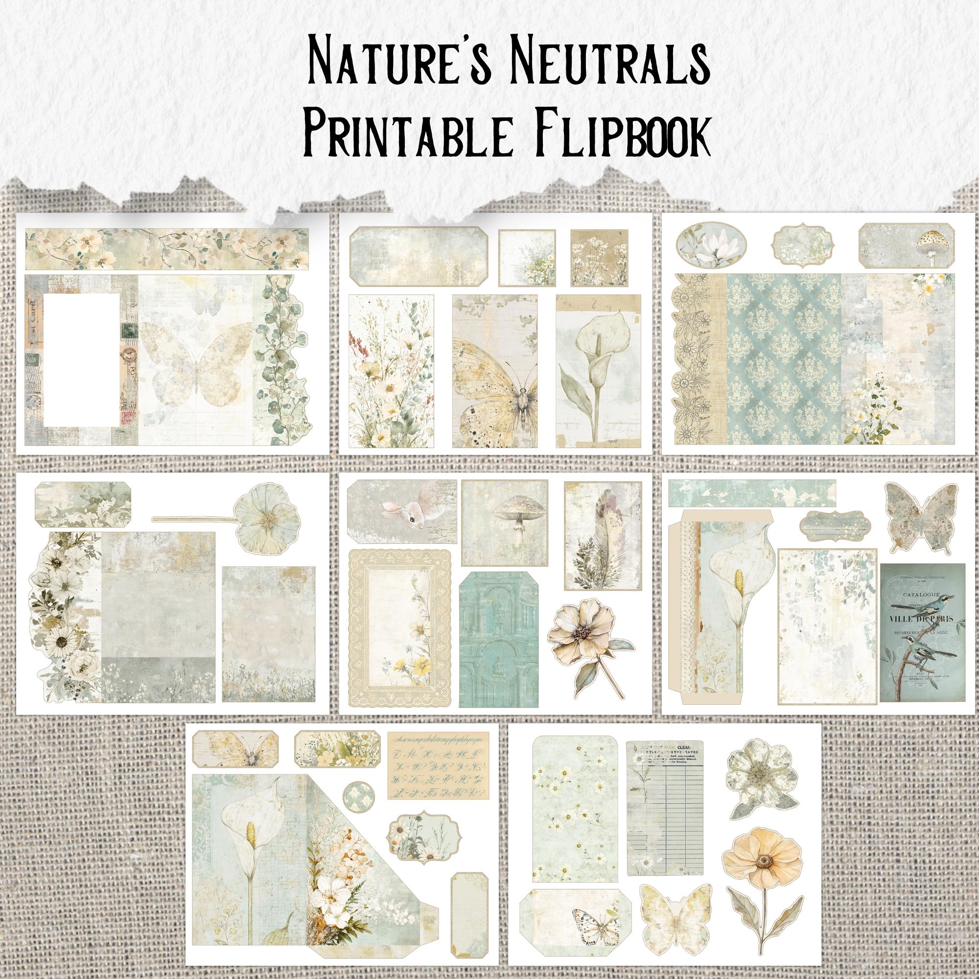 Nature's Neutrals Flipbook Printable Kit Folio Junk Journal Nature ...
