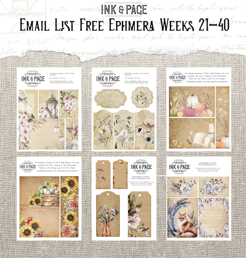 Junk Journal Ephemera Freebies Pack 2 Weeks 21-40 From the - Etsy