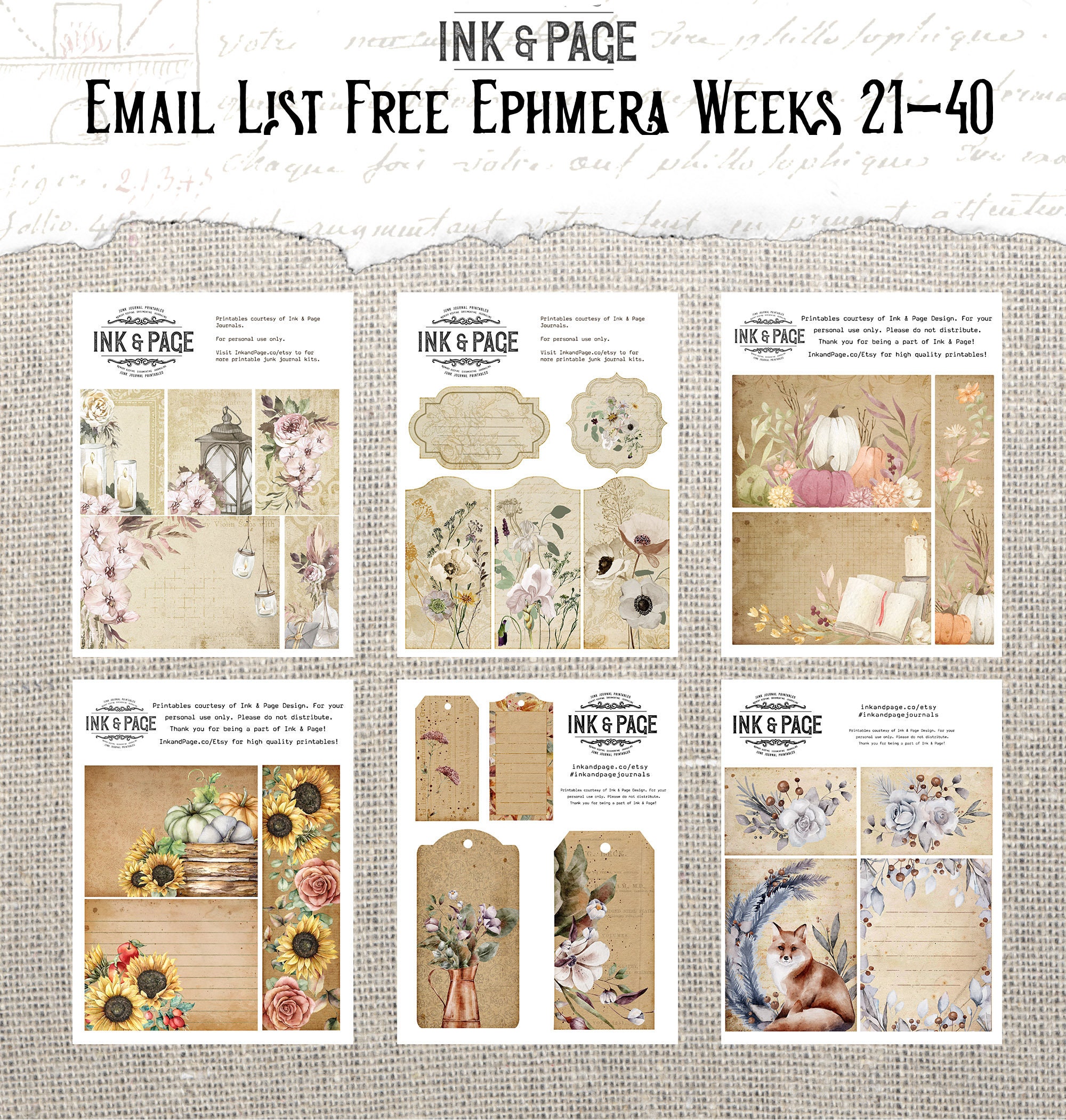 Junk Journal Ephemera Freebies Pack 2 Weeks 21-40 From the - Etsy