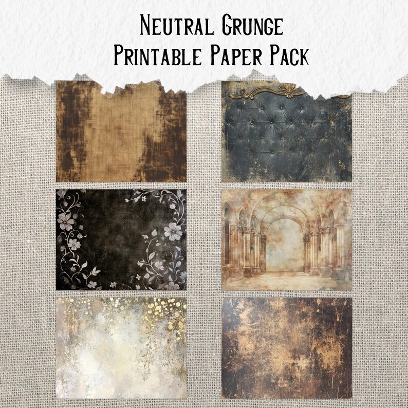 Neutral Grungy Printable Paper Pack Grungy Gothic Digital Download Junk ...