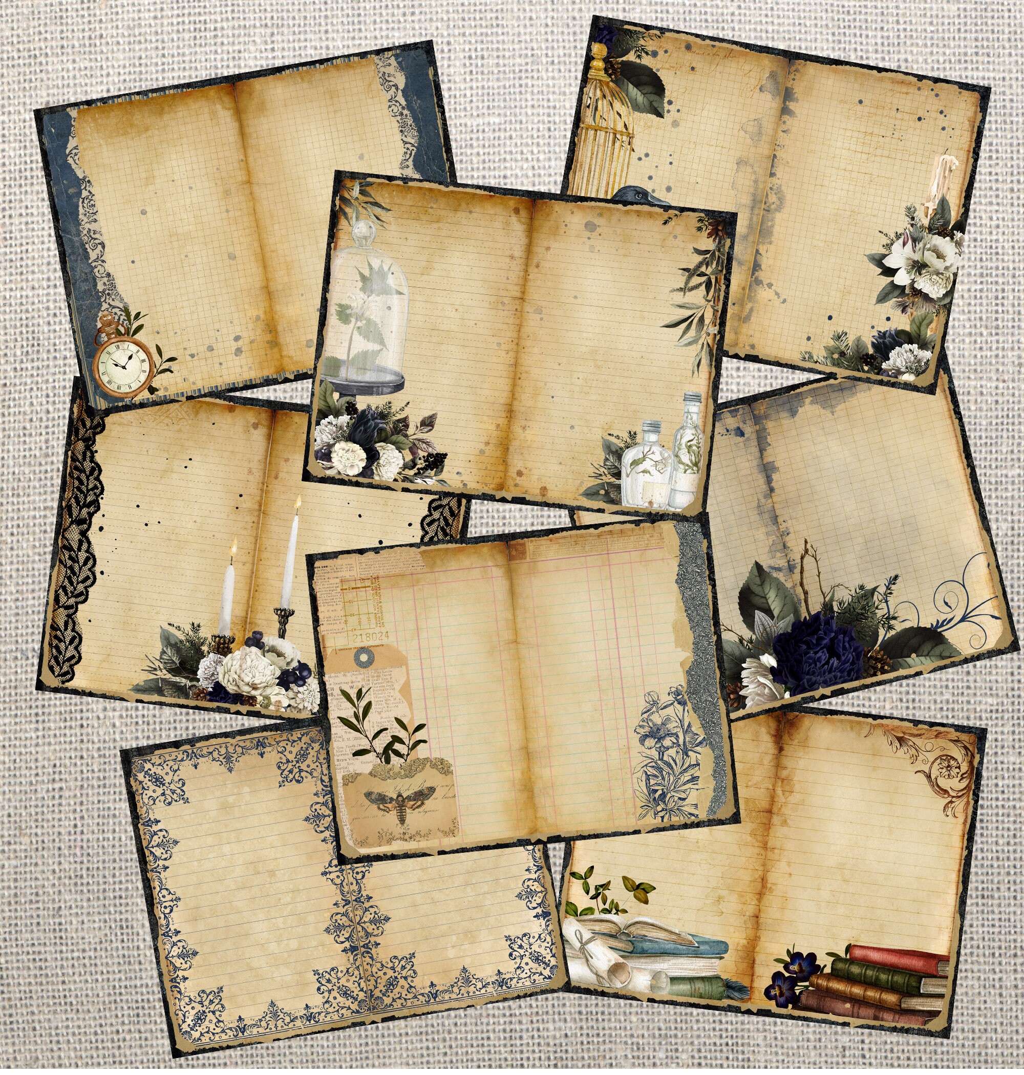 Midnight Gothic Printable Lined Junk Journal Pages Dark - Etsy