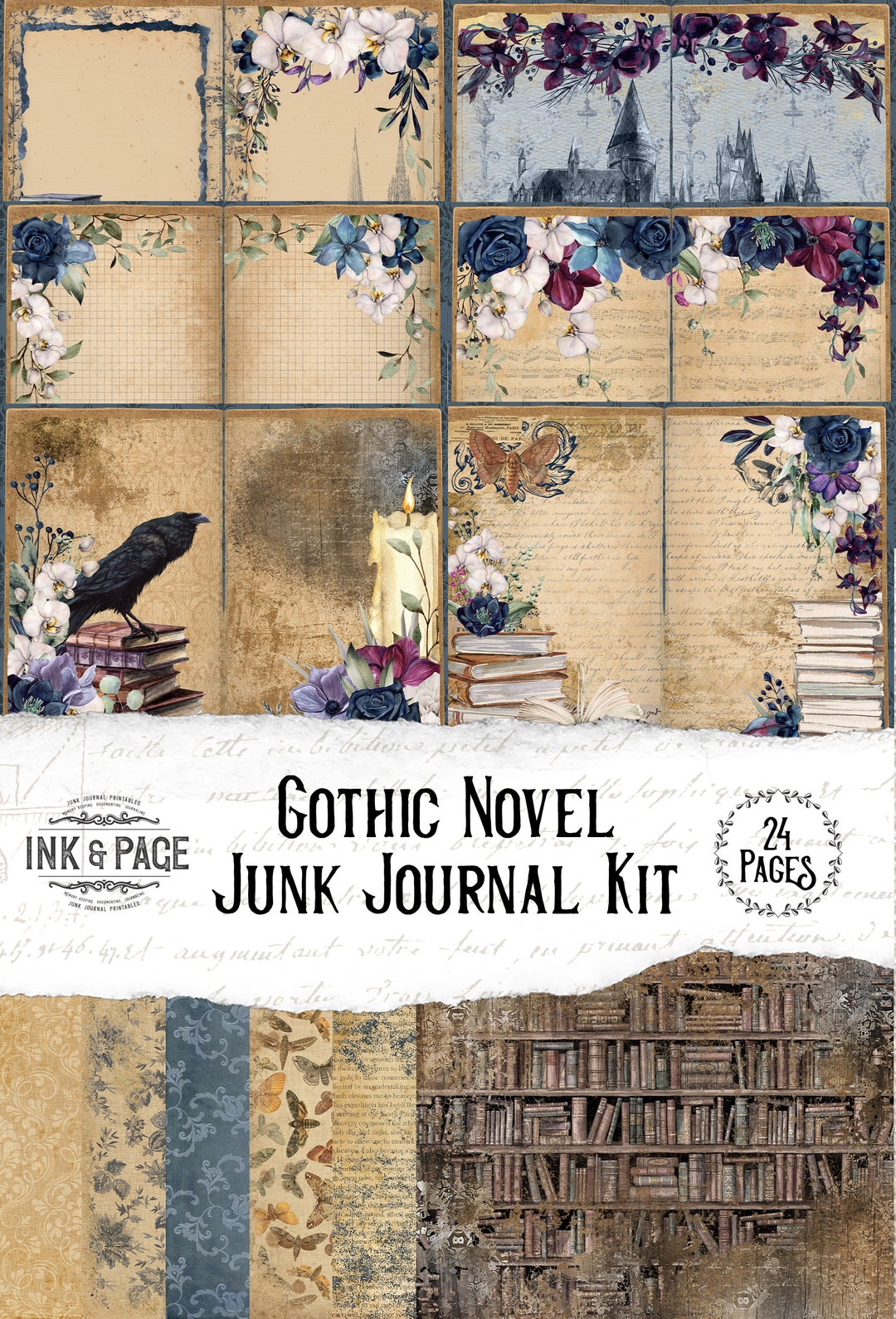 Gothic Novel Junk Journal Printable Kit, Dark Academia Digital Download ...