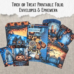 Trick or Treat Printable Halloween Folio and Envelopes Kit Junk Journal ...