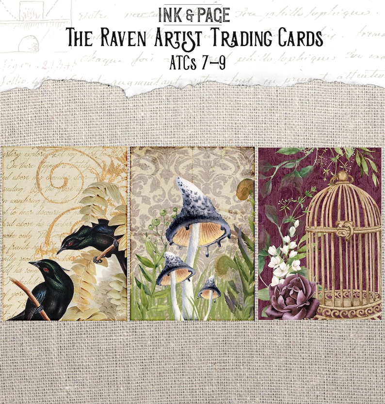 The Raven Printable Atcs Gothic Artist Trading Cards Dark - Etsy