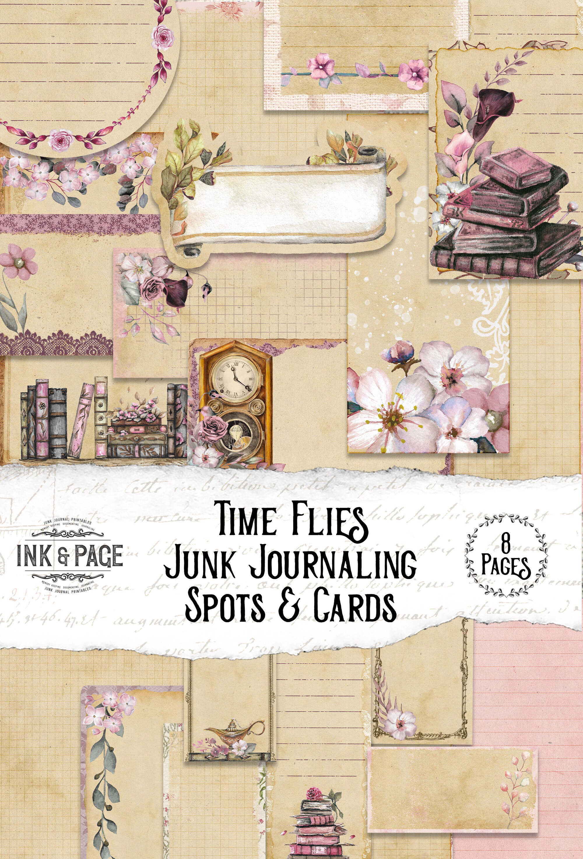 Printable Pink Journaling Cards Spots Lined Junk Journal - Etsy