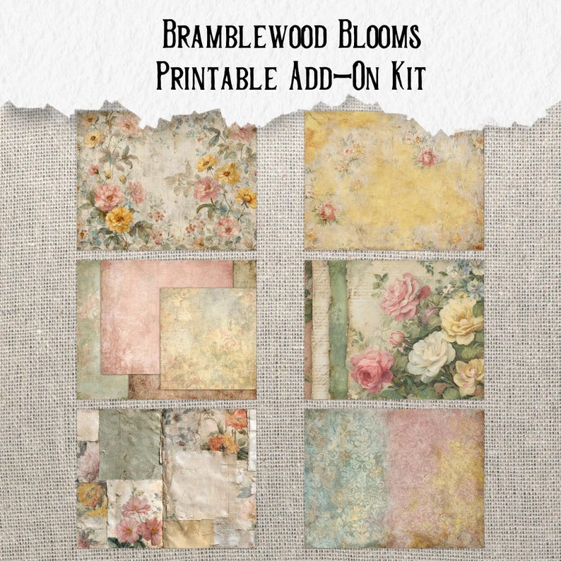 Cottagecore Junk Journal Printable Ephemera Kit: Bramblewood Blooms ...